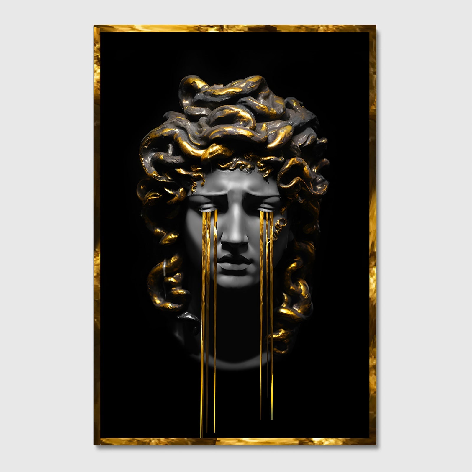Medusa Tears Mythology Golden-Schwarz Wandbild Premium Wandbild